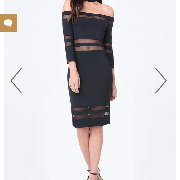 bebe | Dresses | Bebe Over The Shoulder Very Sexy Mesh Dress | Poshmark